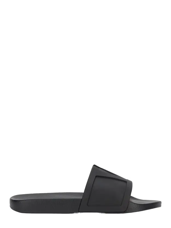 Valentino Garavani Rubber Slide Sandals With Logo Detail - Black