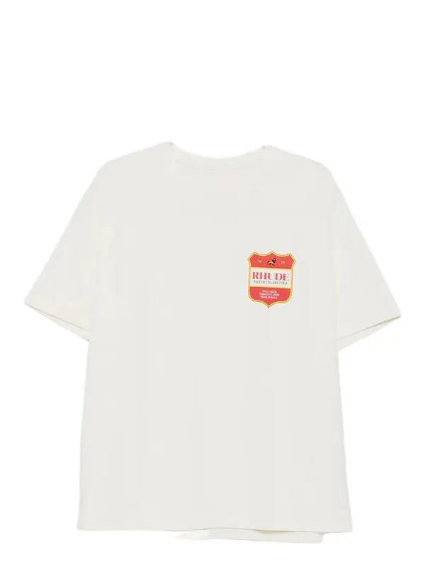Rhude Crewneck T-shirt With Chest & Back Print - Bianco