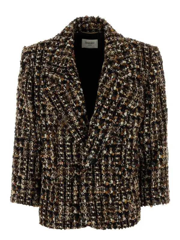 Saint Laurent Tweed Blazer With Silk Lining - Multicoloured