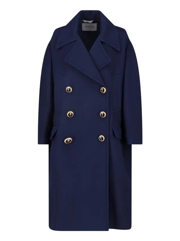 Balenciaga Double-breasted Wool Coat - Blue