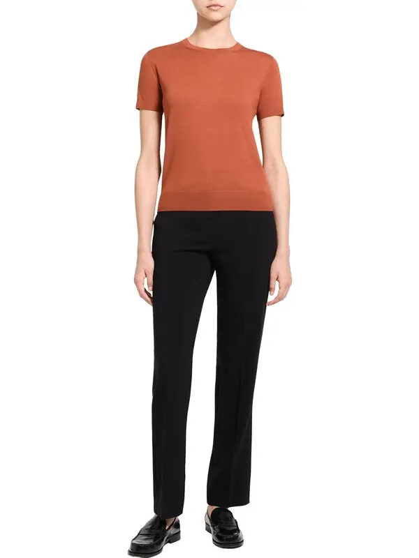Theory Regal Wool Basic Crewneck Top - Red
