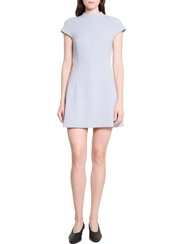 Theory Seamed Crepe A-line Mini Dress - Blue
