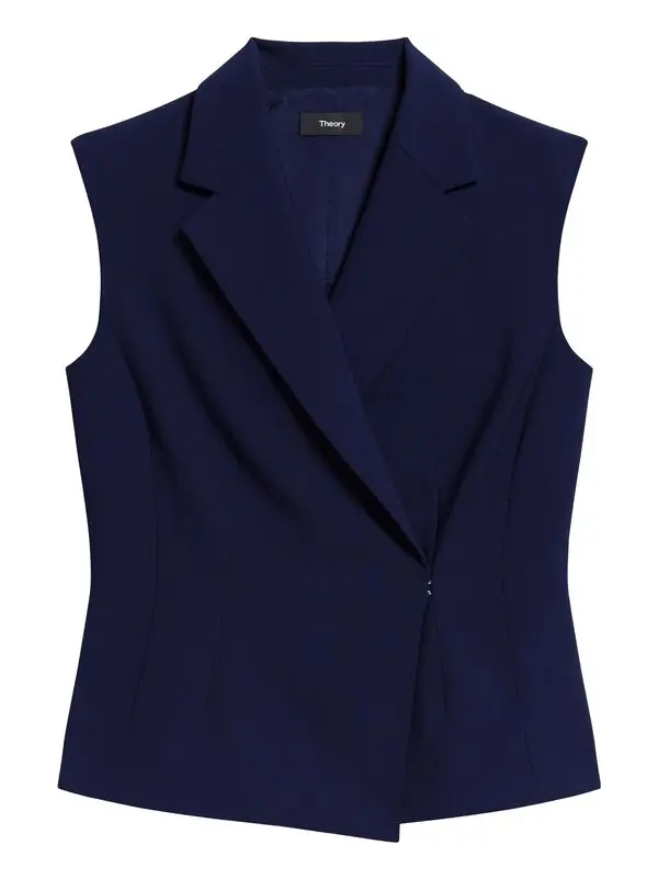 Theory Good Wool Hourglass Wrap Vest - Blue