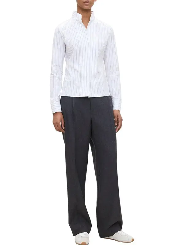 Theory Stripe Poplin Slim Tailored Shirt - Black