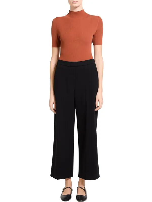 Theory Classic Crepe Cropped Pull-on Pants - Black