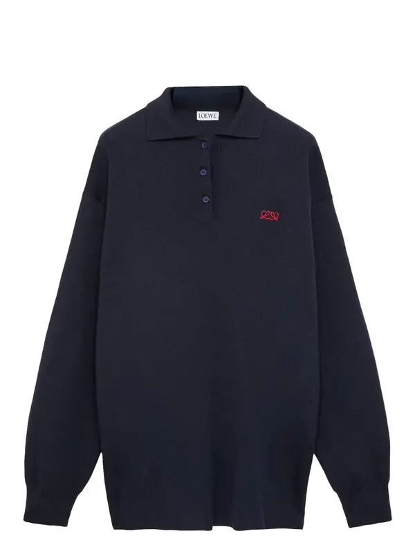 Loewe Cashmere-silk Polo Sweater - Navy