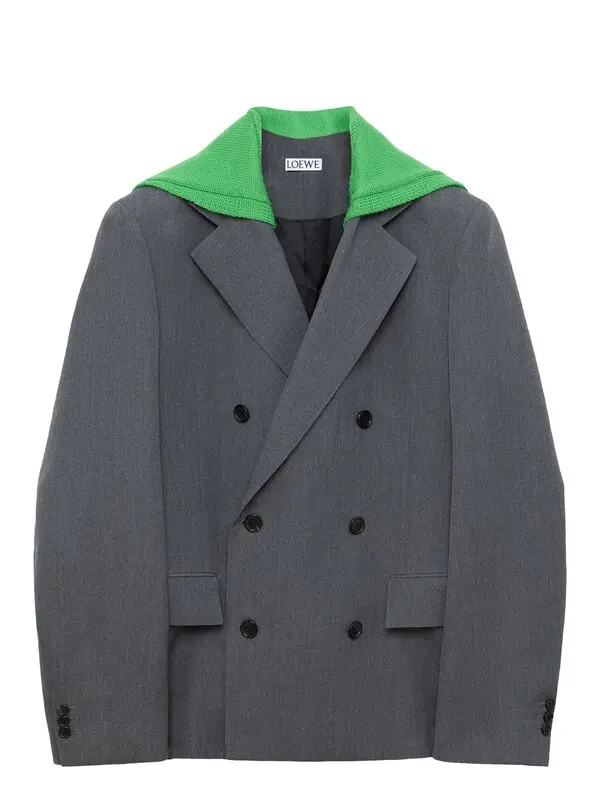 Loewe Wool Layered-sweater Effect Blazer - Grey
