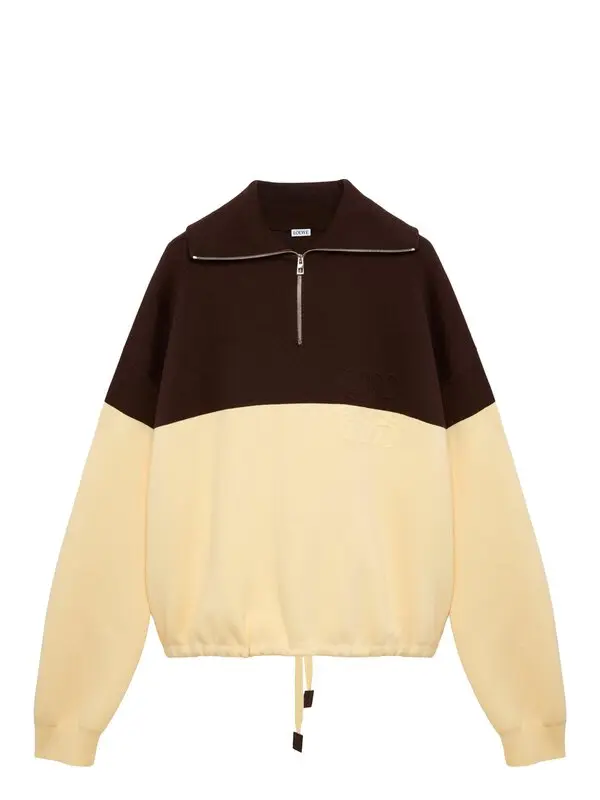 Loewe Two-tone Quarter-zip Sweater - Brown