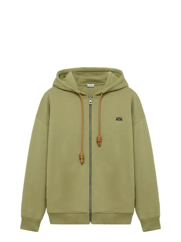 Loewe Cotton-blend Anagram Hoodie - Green