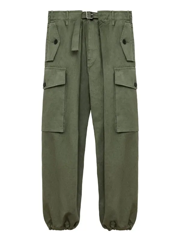 Loewe Cotton Tapered Cargo Trousers - Green