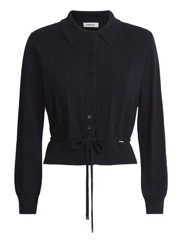Sandro Wool-blend Pointelle-knit Cardigan - Blue