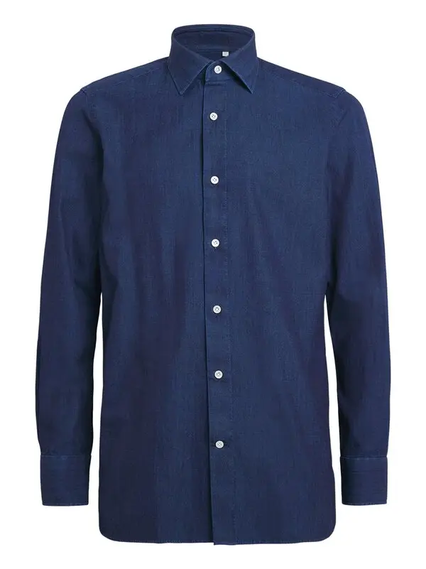 100HANDS Denim Washed Shirt - Blue