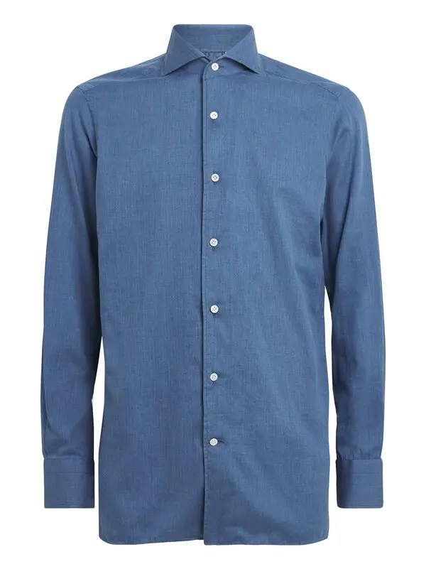 100HANDS Cotton Herringbone Shirt - Navy