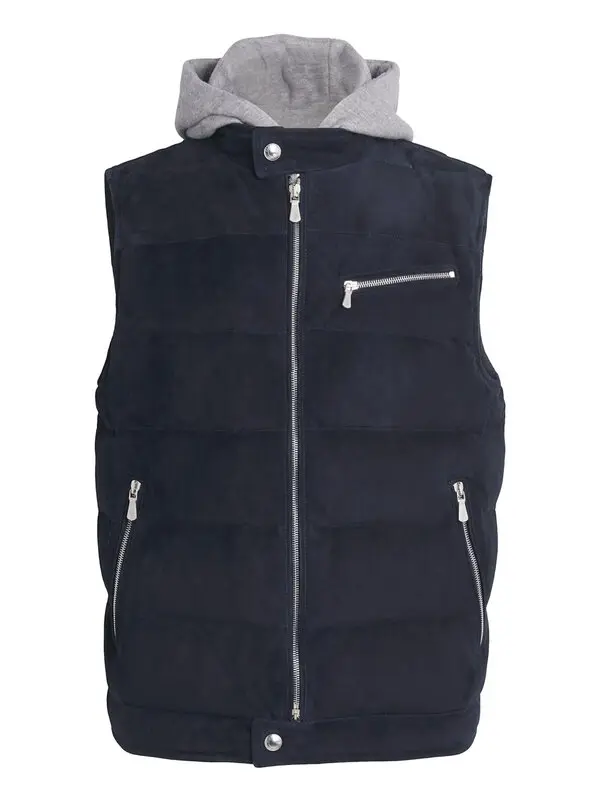 Eleventy Down-filled Suede Gilet - Blue