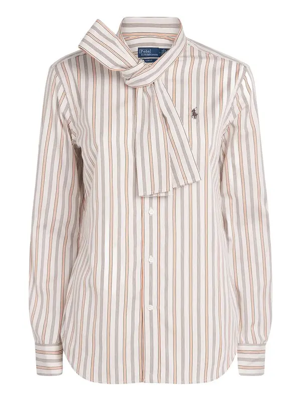 Polo Ralph Lauren Cotton Tie-neck Slim-fit Shirt - Neutral