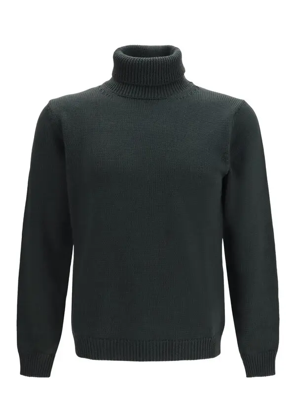 ROBERTO COLLINA Ribbed Turtleneck Knitted Sweater - Black