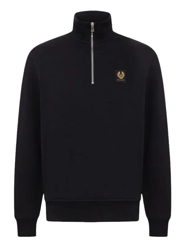 Belstaff Quarter-zip Logo-patch Sweater - Black