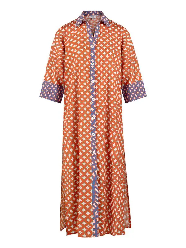 KARMA ON THE ROCKS Mio Psyche Cotton Shirt Dress - Orange