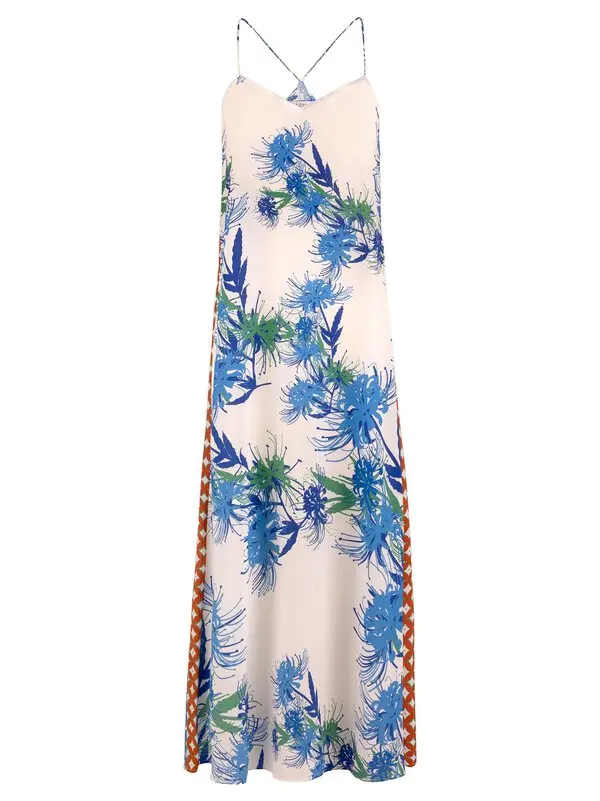 KARMA ON THE ROCKS Tomo Higa Silk Maxi Slip Dress - Multicolor