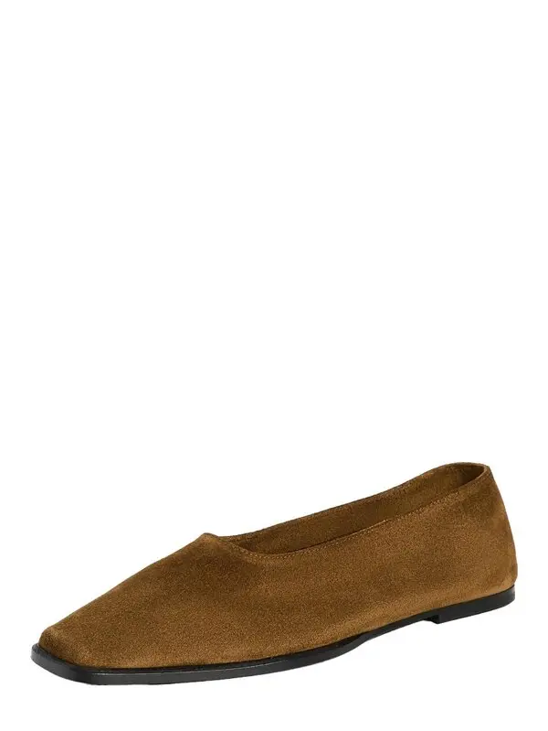 Staud Lewis Suede Flats - Cigar