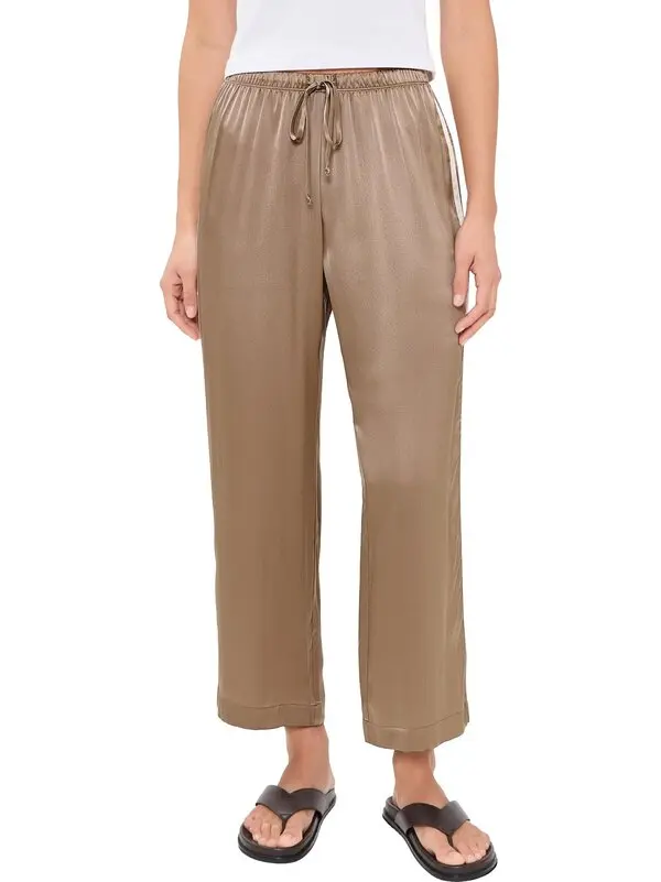Donni. The Silk Stripe Crop Pants - Shitake/creme