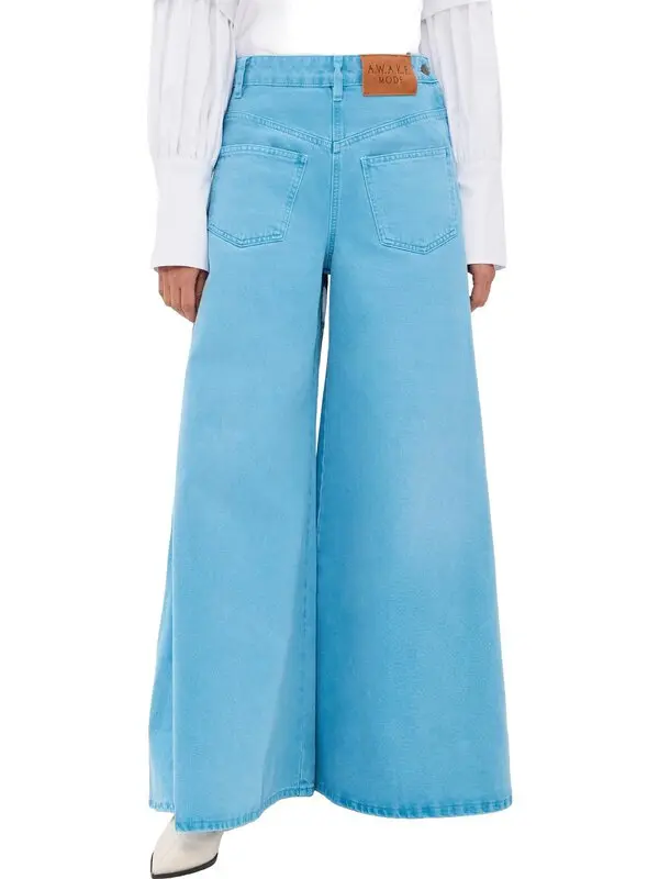 A.W.A.K.E. Mode Super Wide Leg Mirror Jeans - Bright Blue