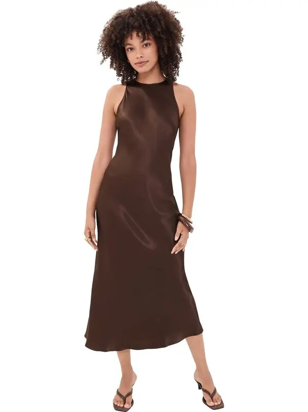 Rails Solene Satin Midi Dress - Espresso