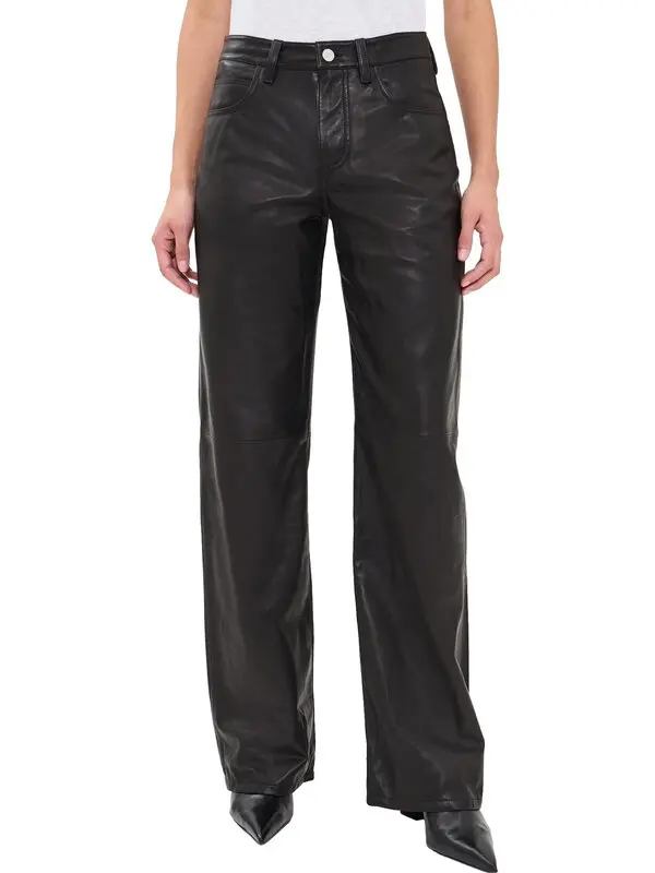 Staud Gus Leather Pants - Black