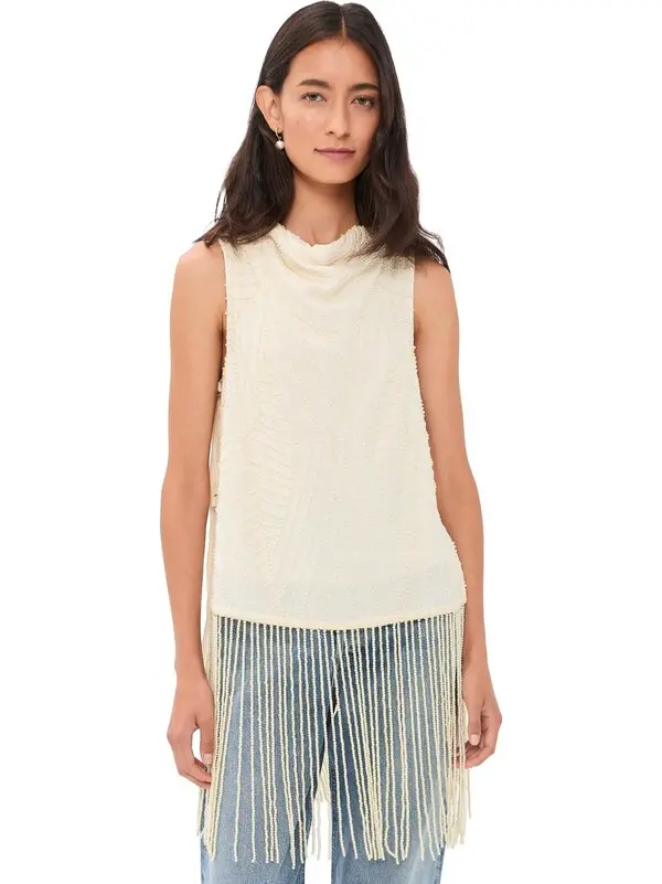 Sea Carlotta Fringe Top - Cream
