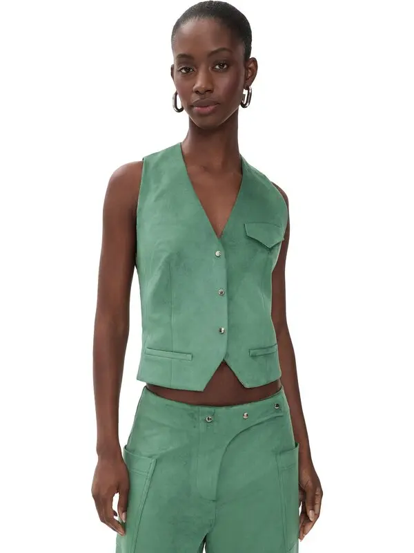 Alexis Faux Suede Vest - Evergreen