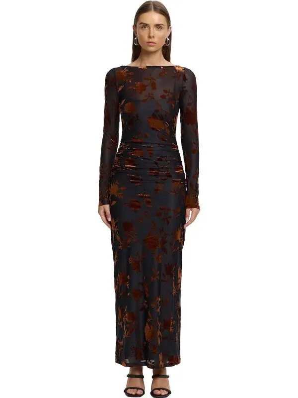 Significant Other Edina Long Sleeve Velvet Dress - Amber