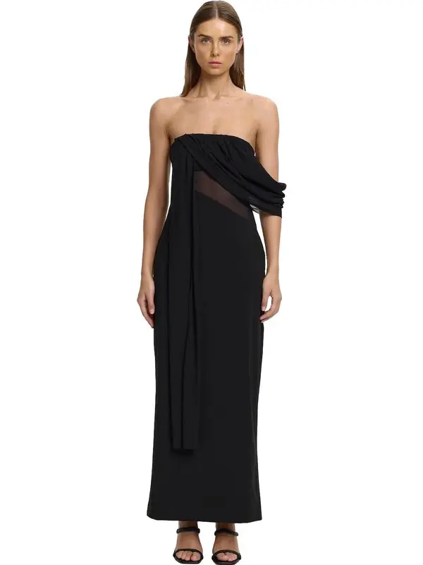 Significant Other Edda Asymmetric Sleeve Column Dress - Black