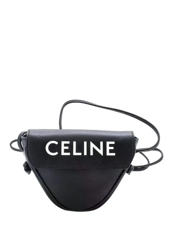 Celine Triangle Bag Leather Mini Cross Body Bag - Black