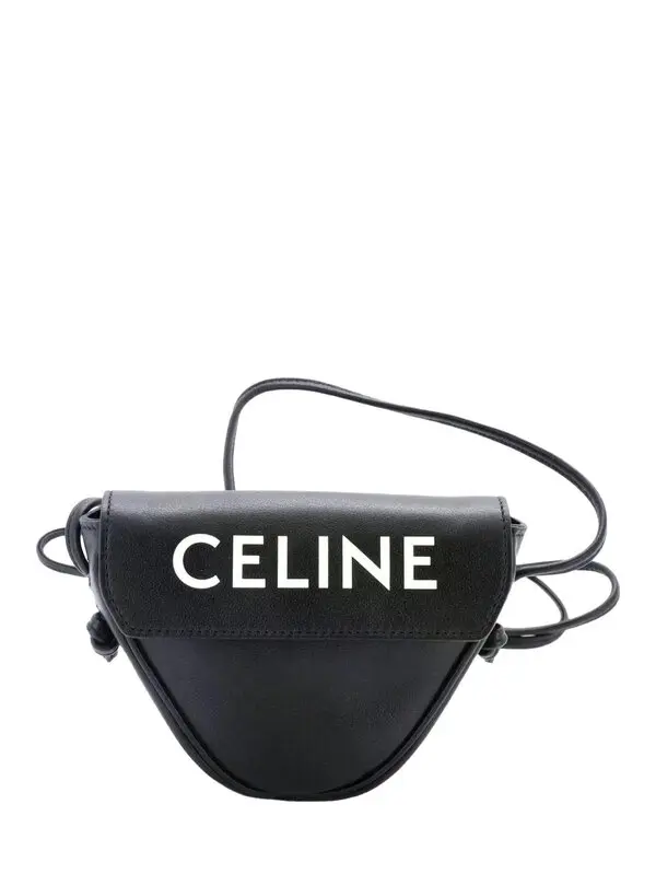 Celine Triangle Bag Leather Mini Cross Body Bag - Black