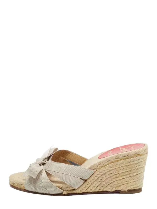 CHRISTIAN LOUBOUTIN Bow Espadrille Wedge Sandals - Neutrals
