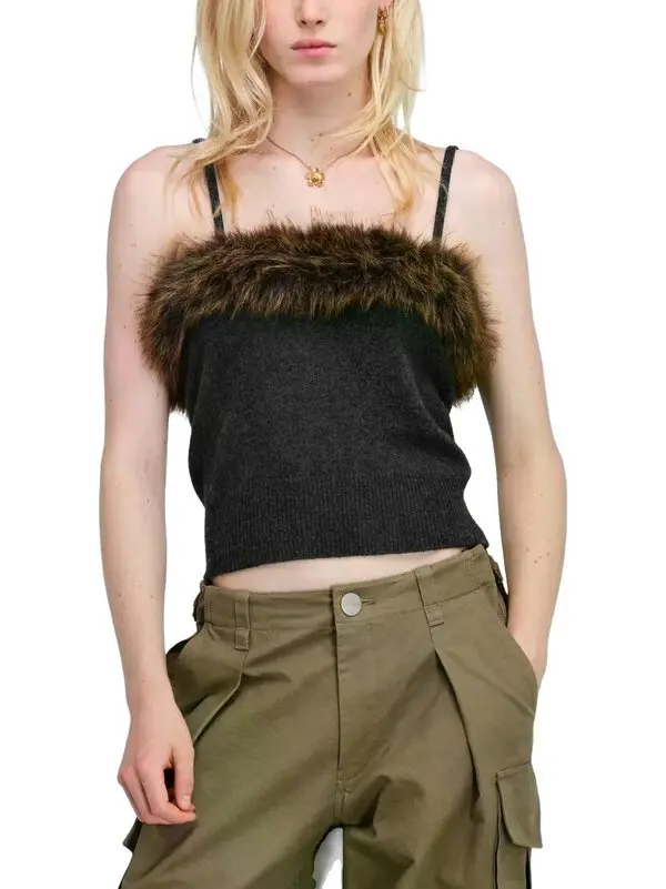 Marc Jacobs Faux Fur-trimmed Tank Top - Grey