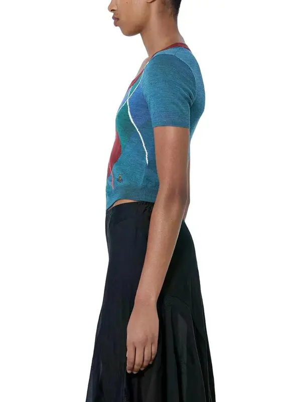 VIVIENNE WESTWOOD Argyle-pattern Short-sleeve Top - Blue