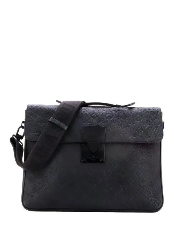 LOUIS VUITTON S Lock Briefcase Monogram Taurillon Leather Business Bag - Black