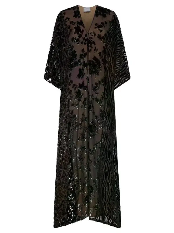 PIERRE-LOUIS MASCIA Sequin-embellished Velvet-motif Dress - Brown