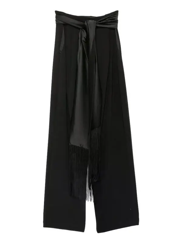Imperial Fringe-trim Sash-waist Trousers - Black