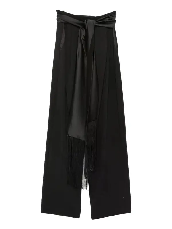 Imperial Fringe-trim Sash-waist Trousers - Black