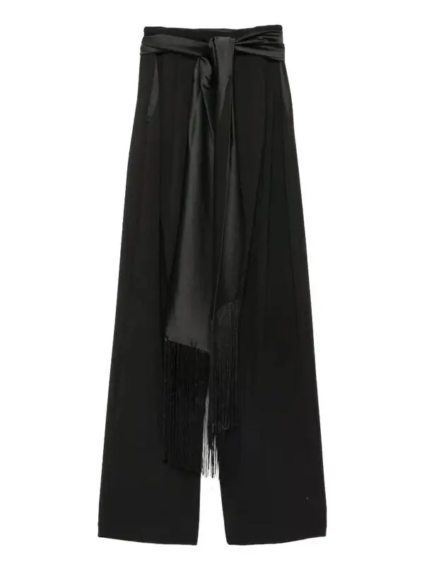Imperial Fringe-trim Sash-waist Trousers - Black