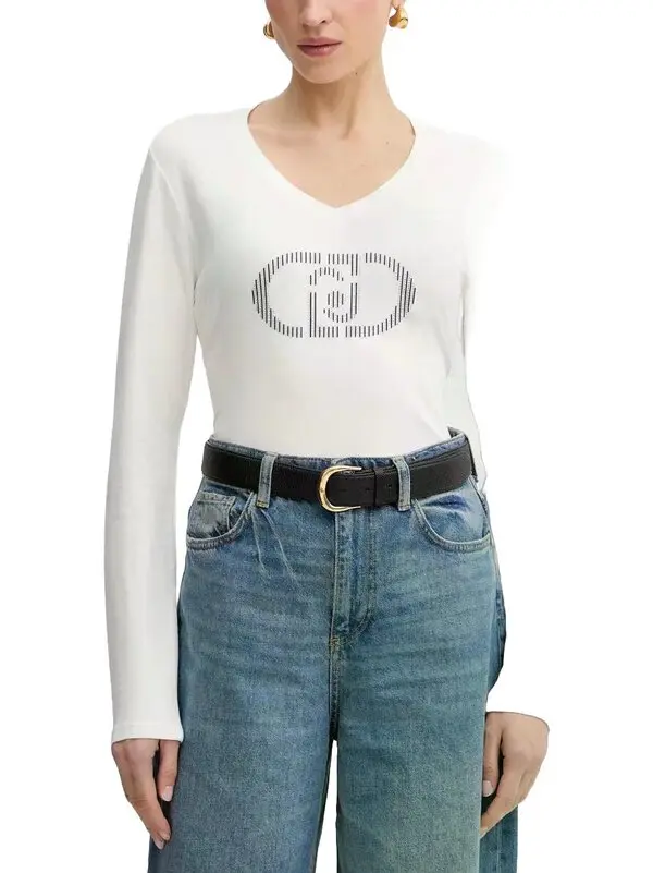Liu Jo Logo-embellished V-neck T-shirt - White