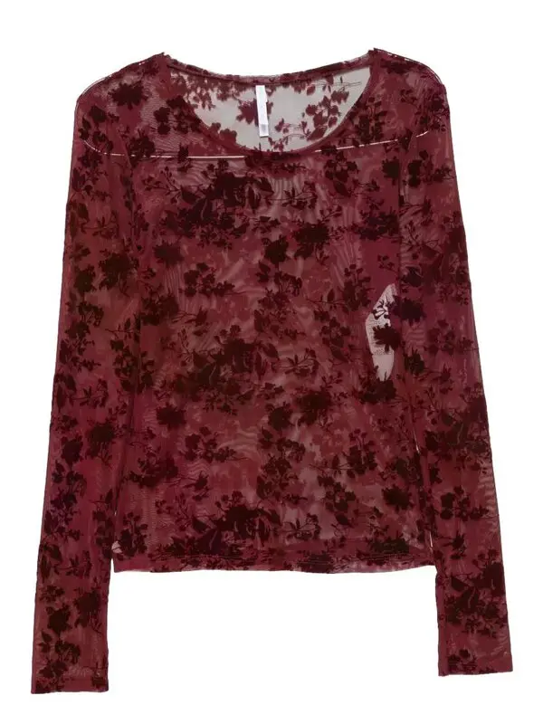Imperial Floral-devoré Long-sleeve Top - Red