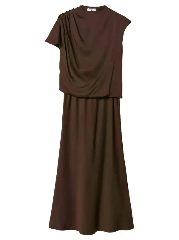 TWINSET Satin Midi Dress - Brown