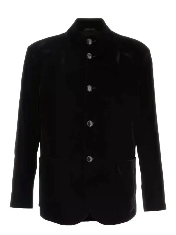Giorgio Armani Velvet Mandarin-collar Blazer - Black