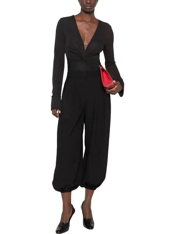 Imperial Twist-detail V-neck Bodice - Black