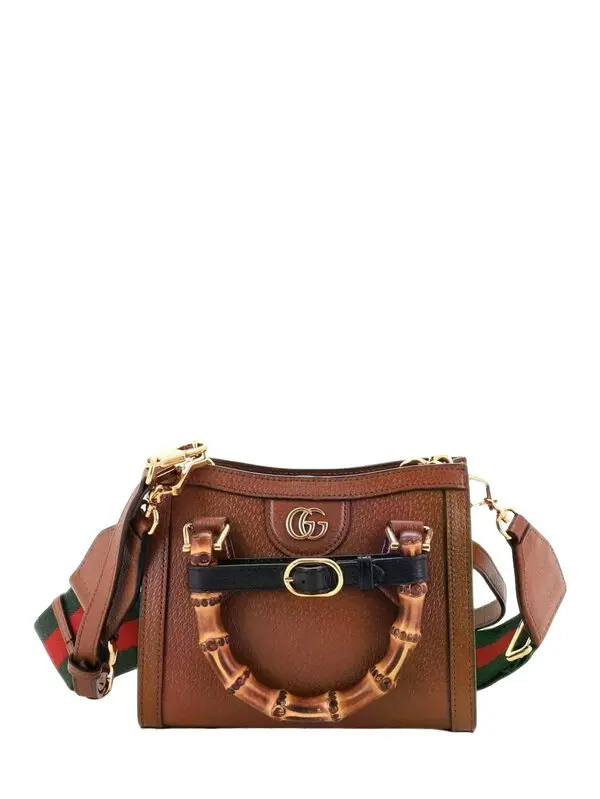 Gucci Leather Diana Bamboo Handle Mini Crossbody Bag - Brown