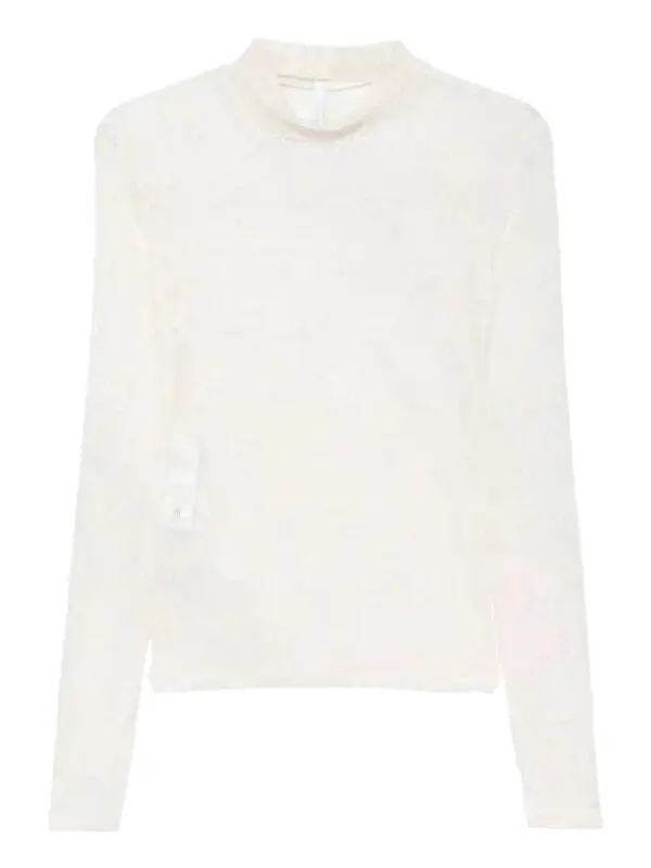 Imperial Lace Roll-neck Top - Neutrals