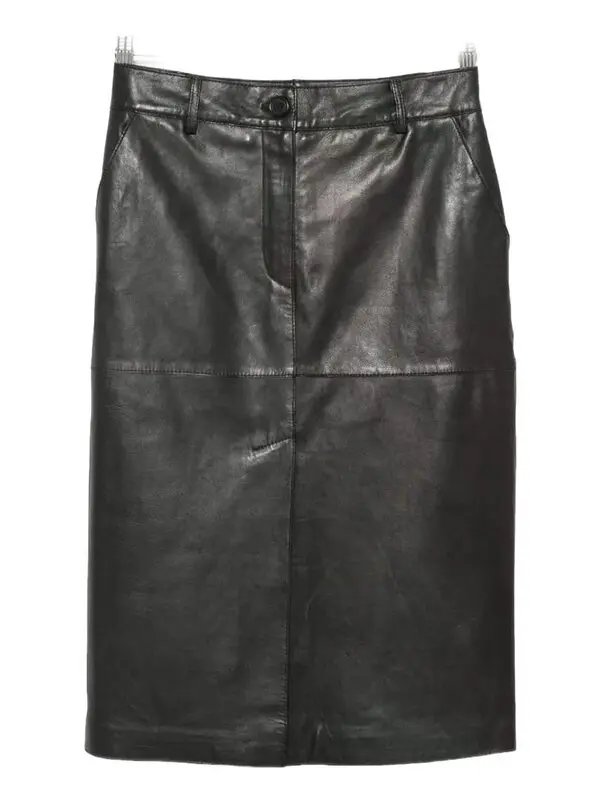 P.a.r.o.s.h Panelled Leather Midi Skirt - Black